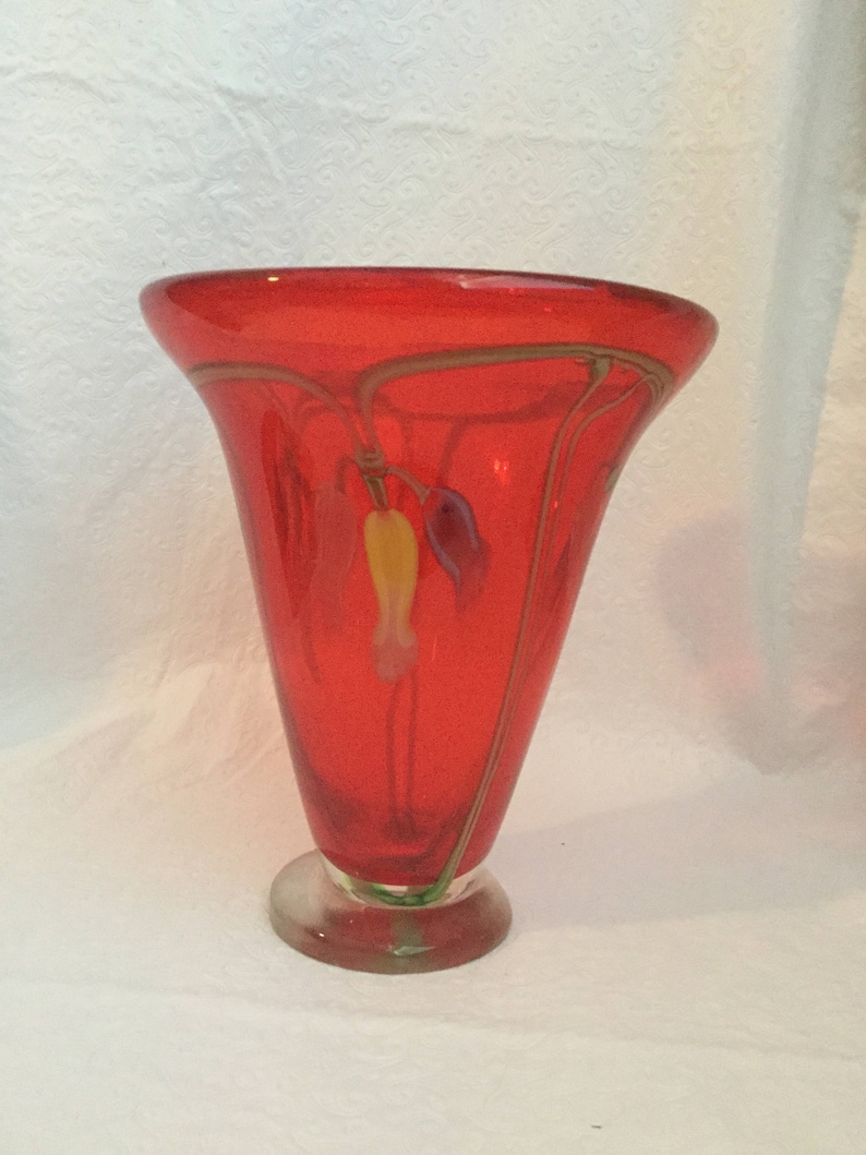 Vintage Glass Inlaid Glass Hand Blown Vase. Handblown Design - Etsy
