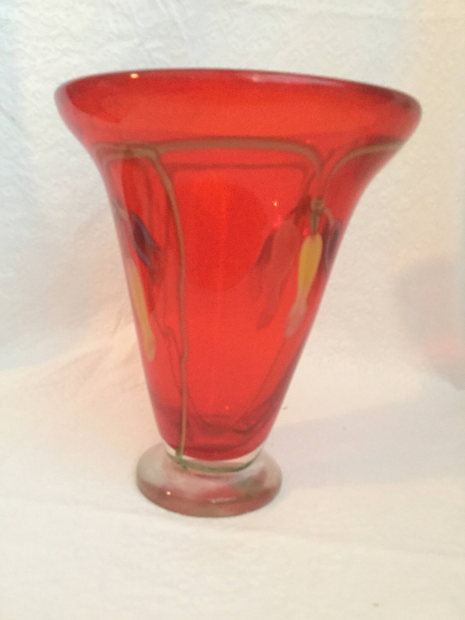 Vintage Glass Inlaid Glass Hand Blown Vase. Handblown Design - Etsy