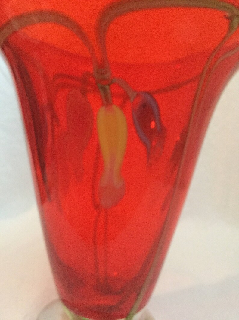 Vintage Glass Inlaid Glass Hand Blown Vase. Handblown Design - Etsy