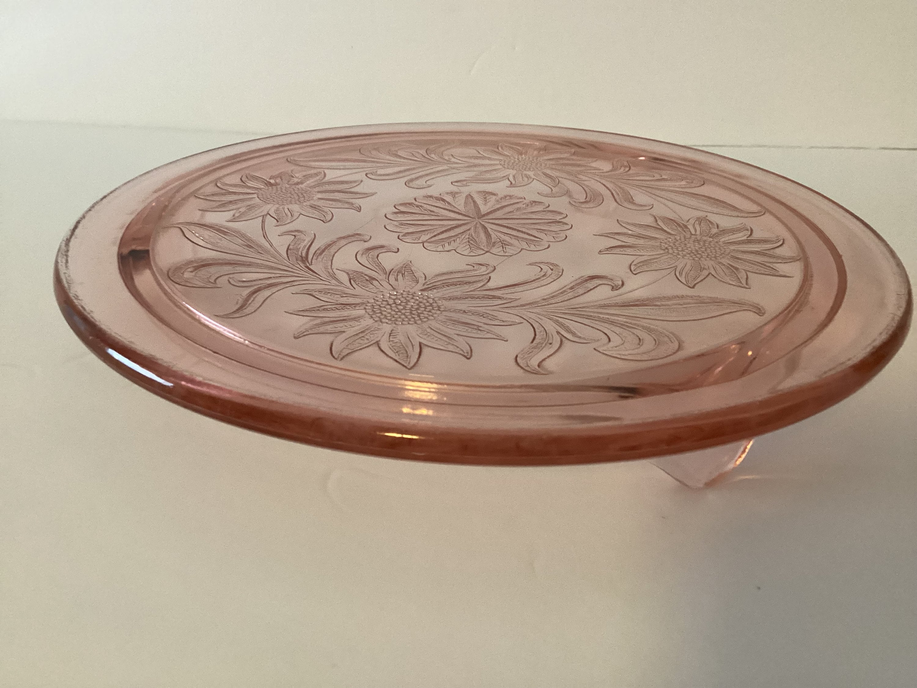 Pink Depression Glass Cake Plate - Etsy