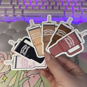 White Emotional Support Stanley Sticker, White Stanley Cup Sticker ...