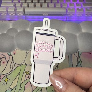 White Emotional Support Stanley Sticker, White Stanley Cup Sticker ...