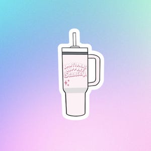White Emotional Support Stanley Sticker, White Stanley Cup Sticker ...