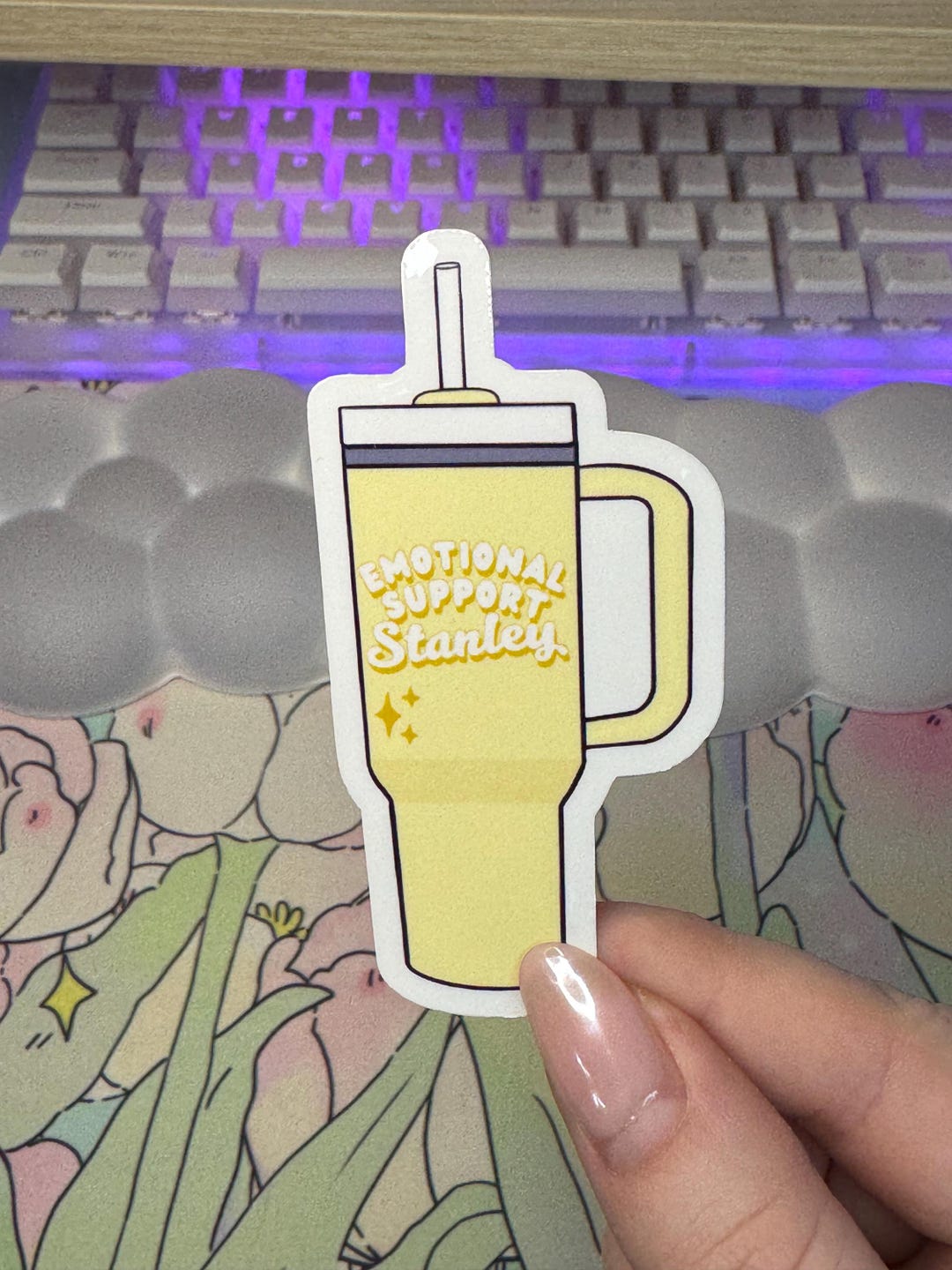 Pastel Yellow Emotional Support Stanley Sticker, Banana Stanley Cup ...