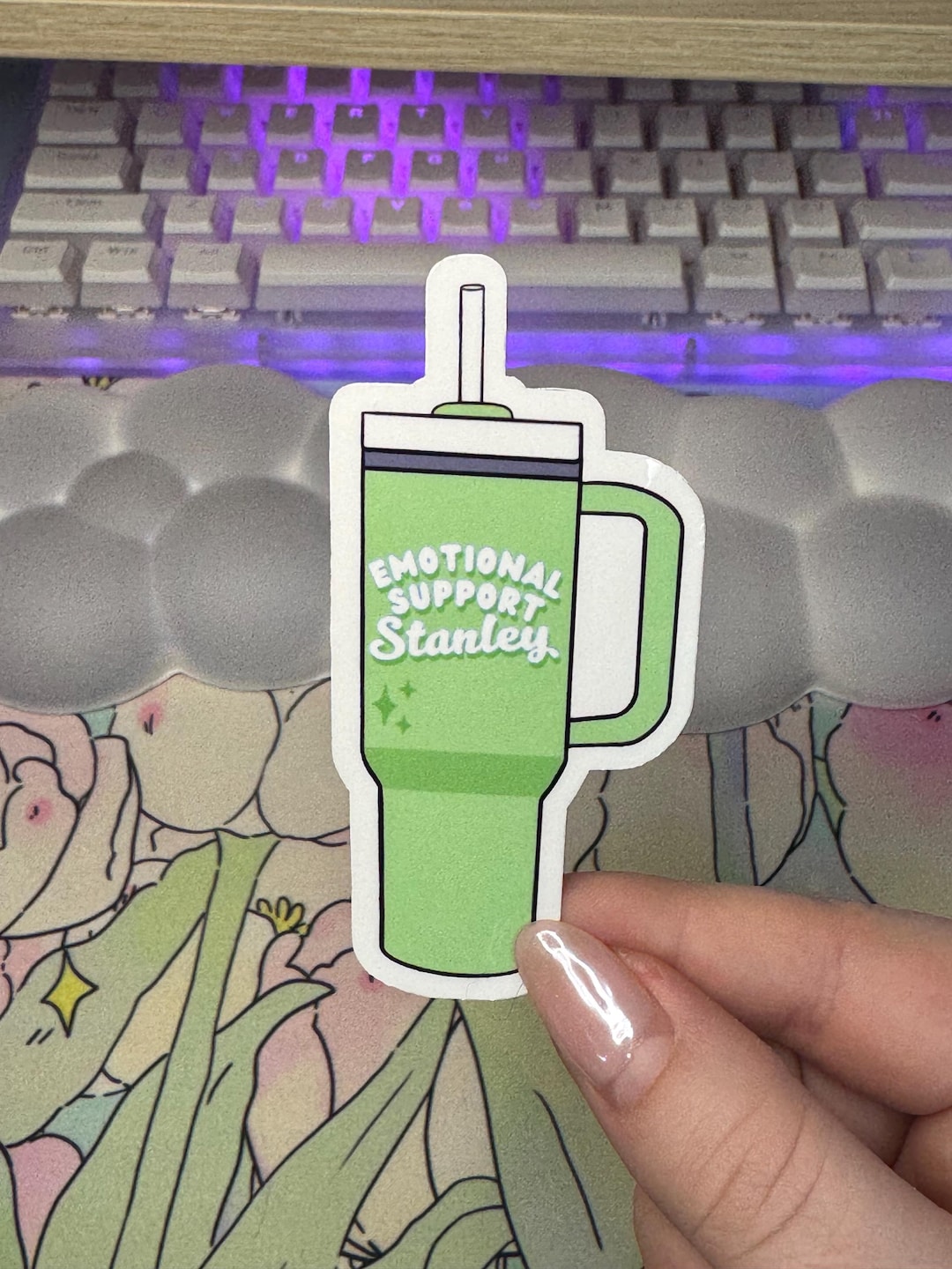 Green Emotional Support Stanley Sticker, Pistachio Green Stanley Cup ...