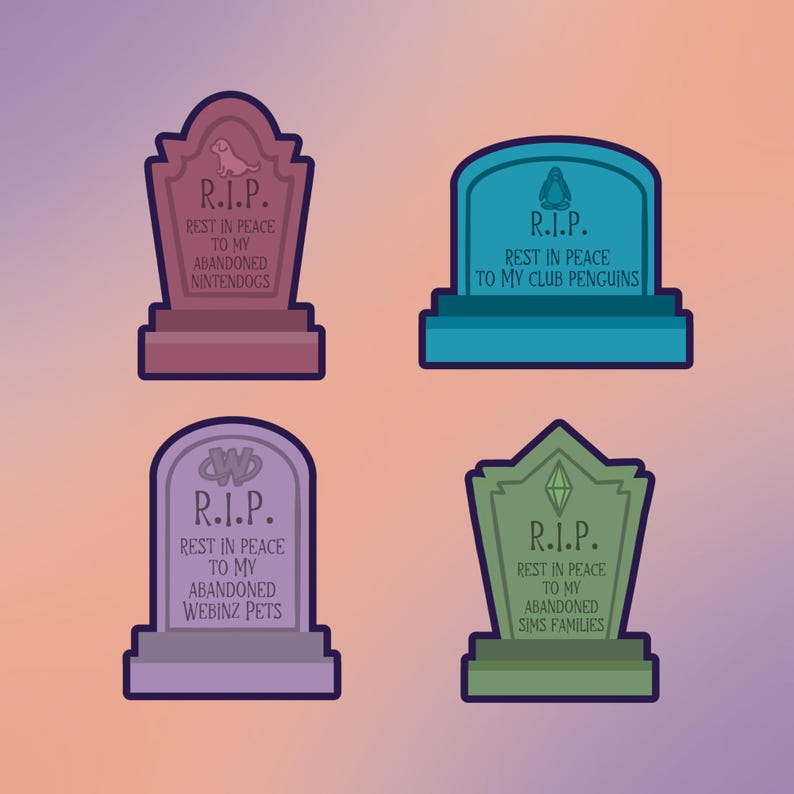 Holographic Tombstone Nostalgia Game Sticker Pack, Nintendogs Sticker ...