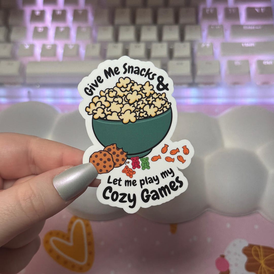 Snack Lover Gamer Sticker, Give Me Snacks and Let Me Play My Cozy Games ...