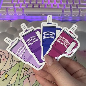 Emotional Support Stanley Sticker, Purple Stanley Cup Sticker ...
