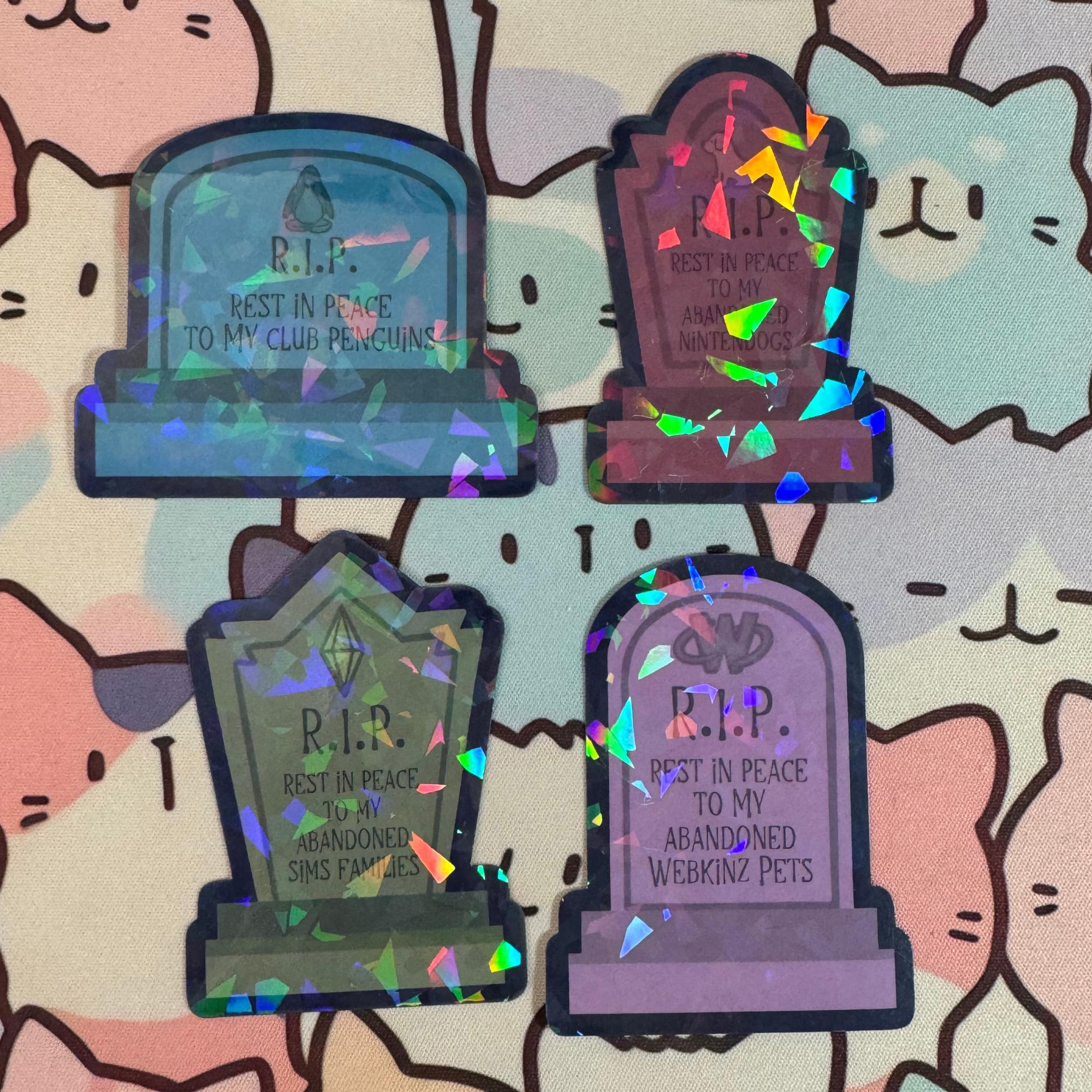 Holographic Tombstone Nostalgia Game Sticker Pack, Nintendogs Sticker ...