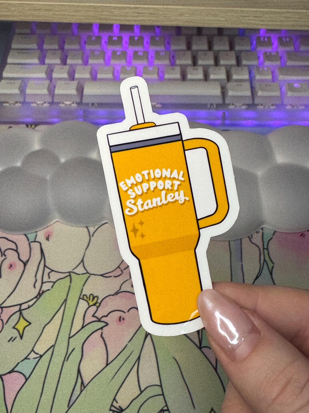 Yellow Emotional Support Stanley Sticker, Stanley Cup Sticker ...