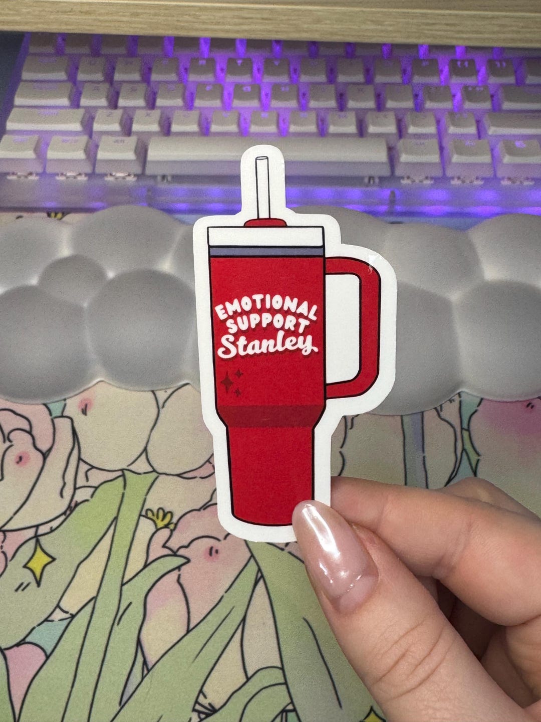 Red Emotional Support Stanley Sticker, Red Stanley Cup Sticker ...