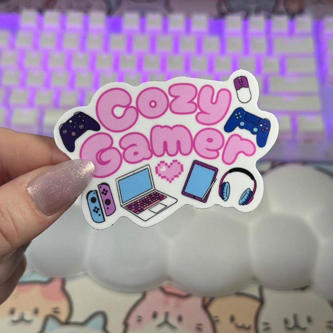 Cozy Gamer Sticker, Video Game Controllers, Cute Gaming Vinyl Decal ...
