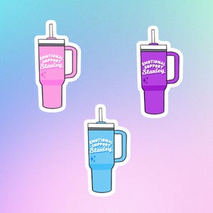 Emotional Support Stanley Sticker, Purple Stanley Cup Sticker ...