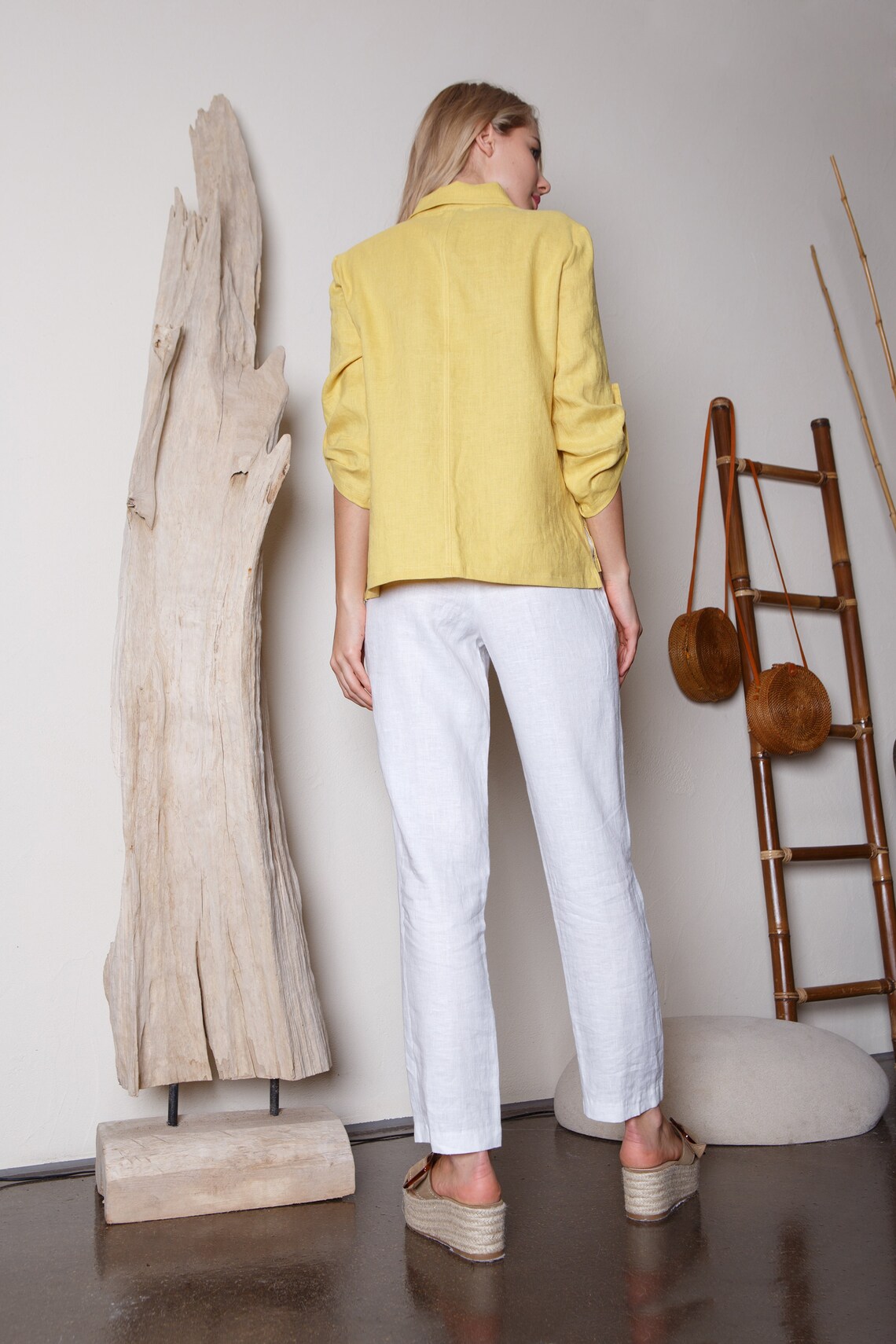 Yellow Linen Top / Yellow Linen Shirt / Yellow Linen Blouse / - Etsy