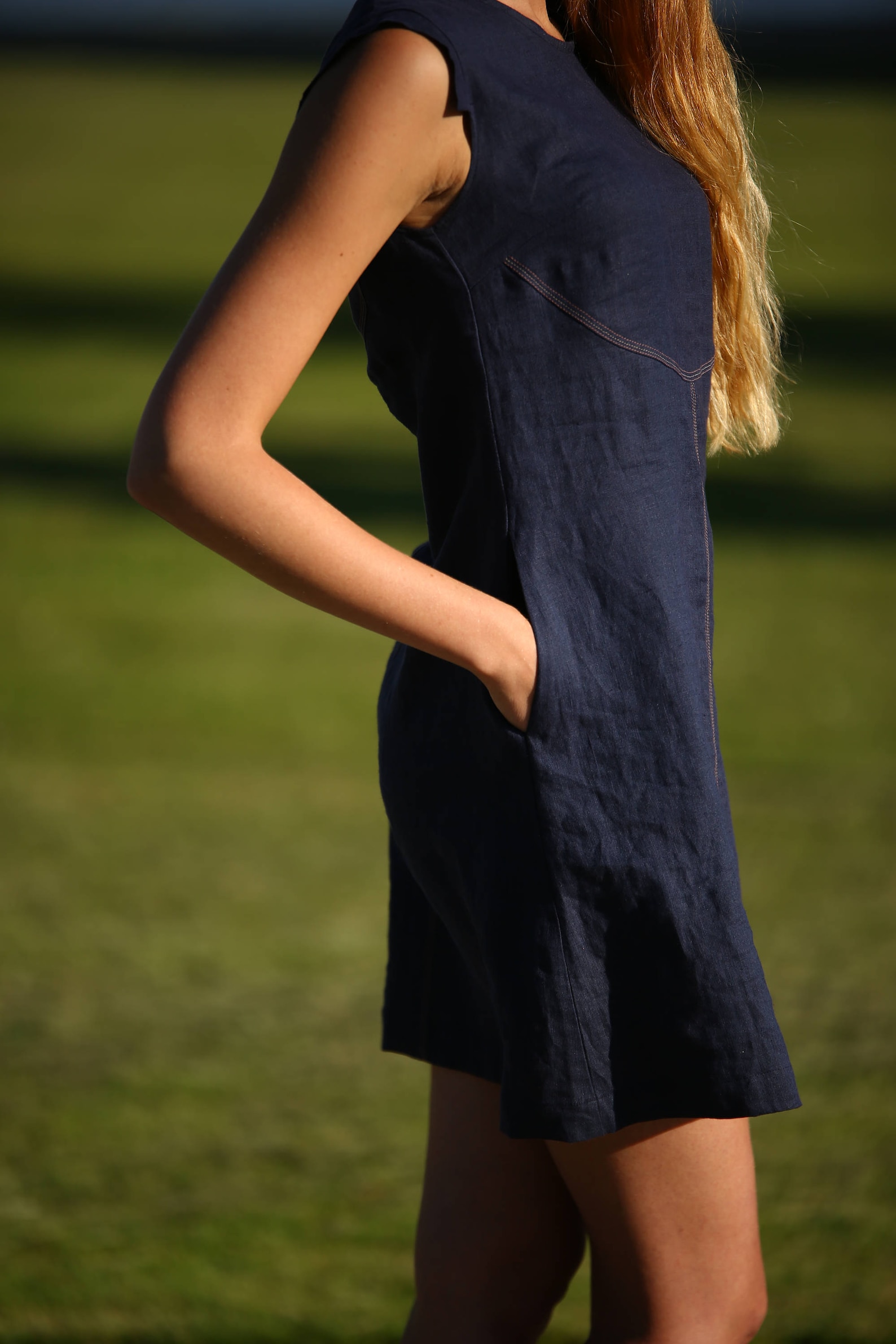Mini Linen Summer Dress / Charcoal Blue Linen Dress - Etsy