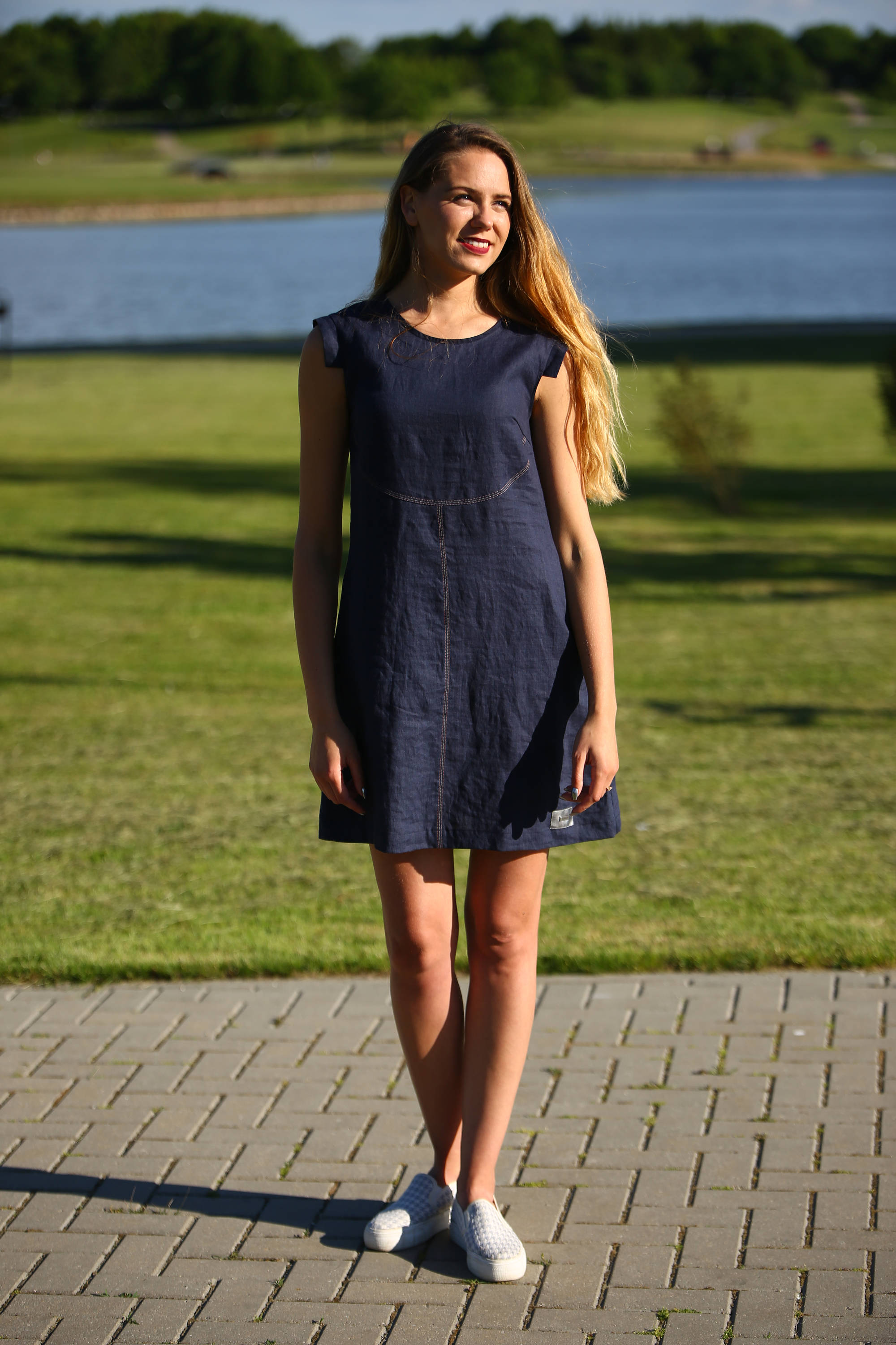 Mini Linen Summer Dress / Charcoal Blue Linen Dress - Etsy