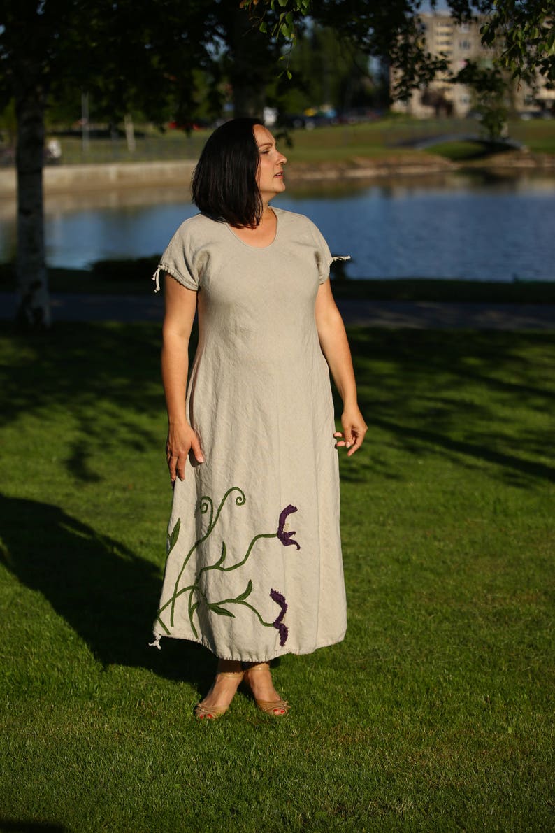 Plus Size Linen / Big Size Dress / Natural Linen Maxi Dress - Etsy