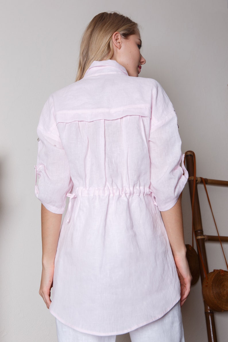 Light Pink Linen Summer Top / Linen Summer Blouse / Linen Tunic for ...