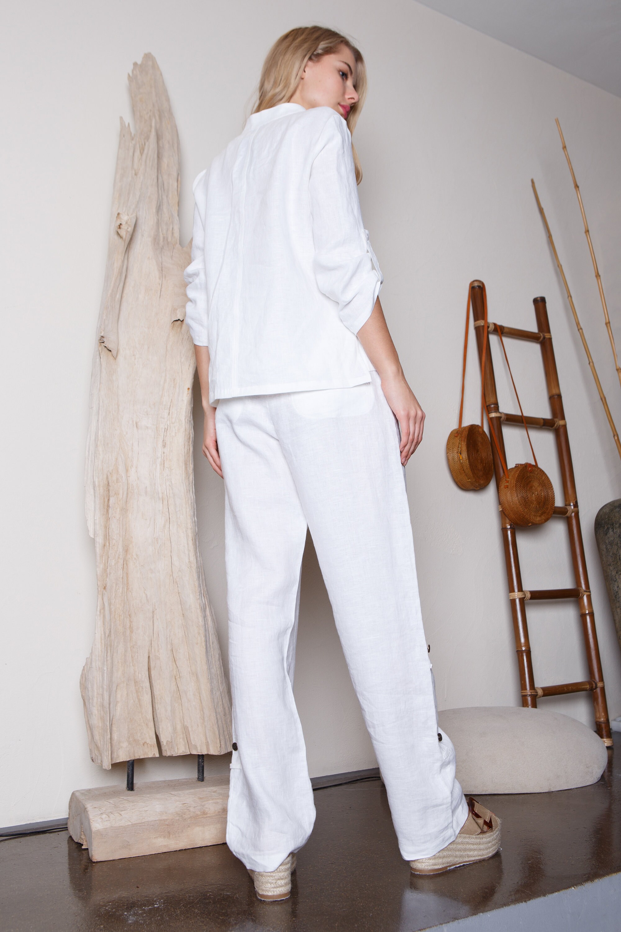 White Linen Top / White Linen Shirt / Summer Linen Blouse / Linen Top ...