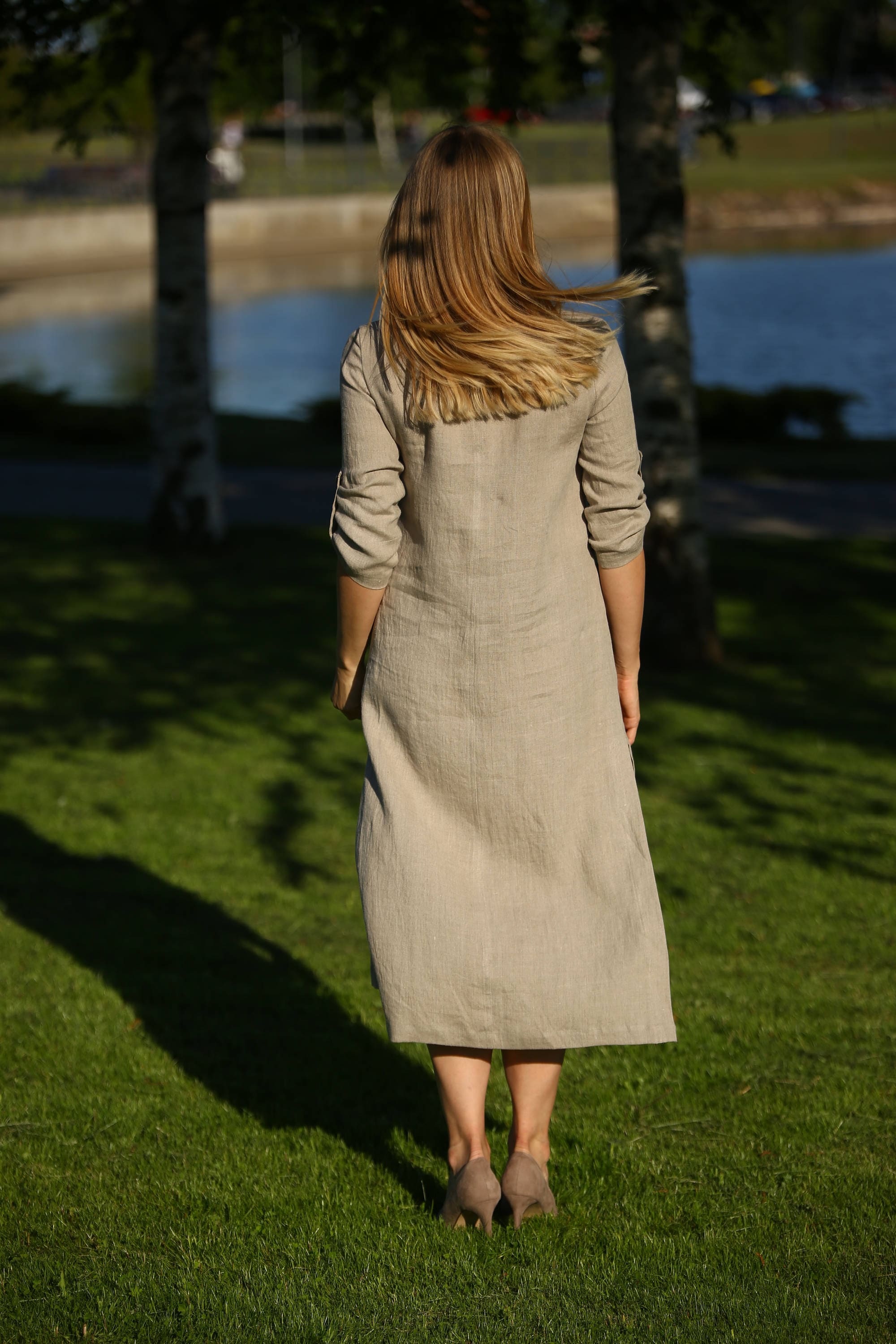Split Linen Dress / Natural Linen Dress - Etsy