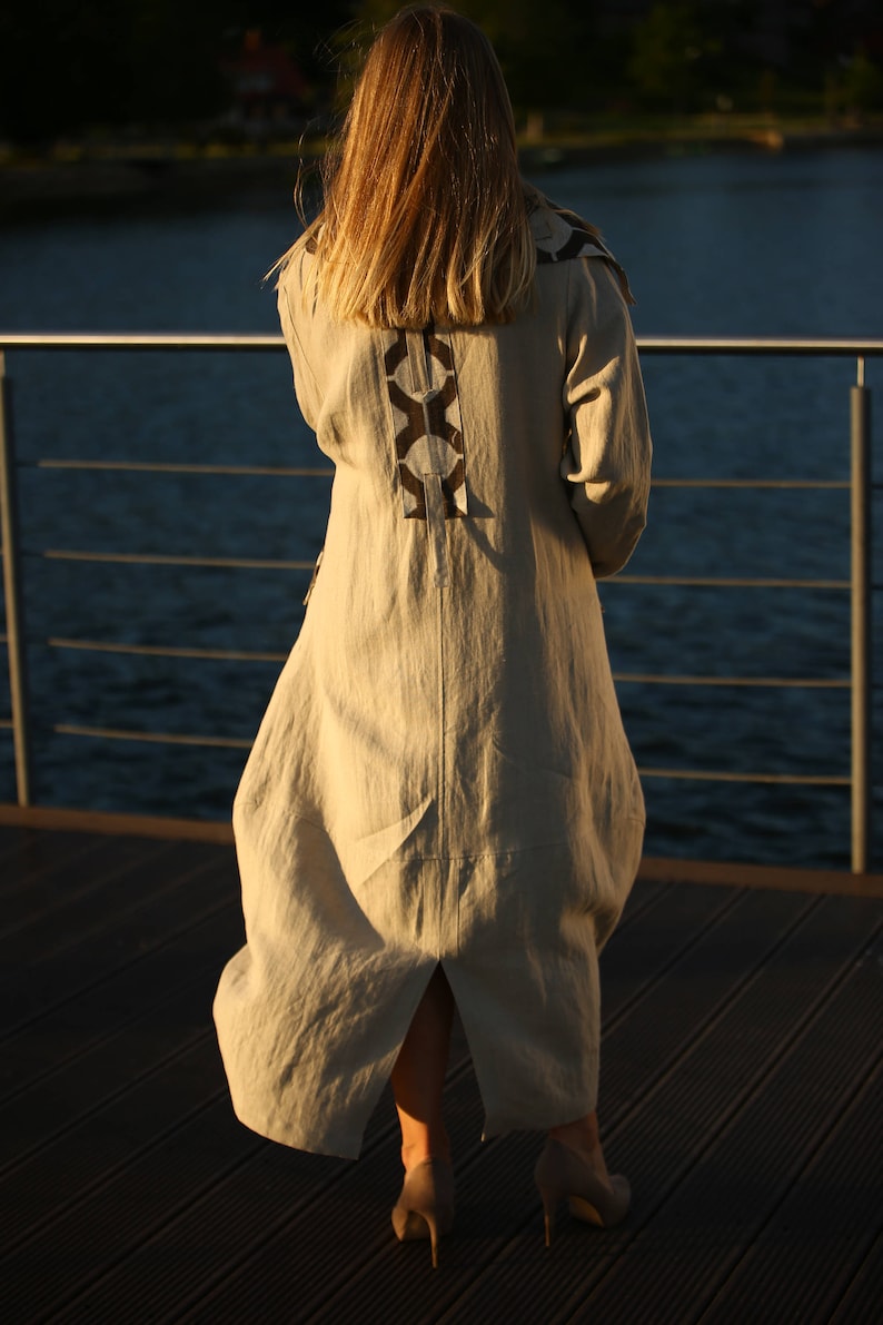 Wrap Linen Coat, Washed Linen Jacket, Long Linen Coat Made of Baltic ...