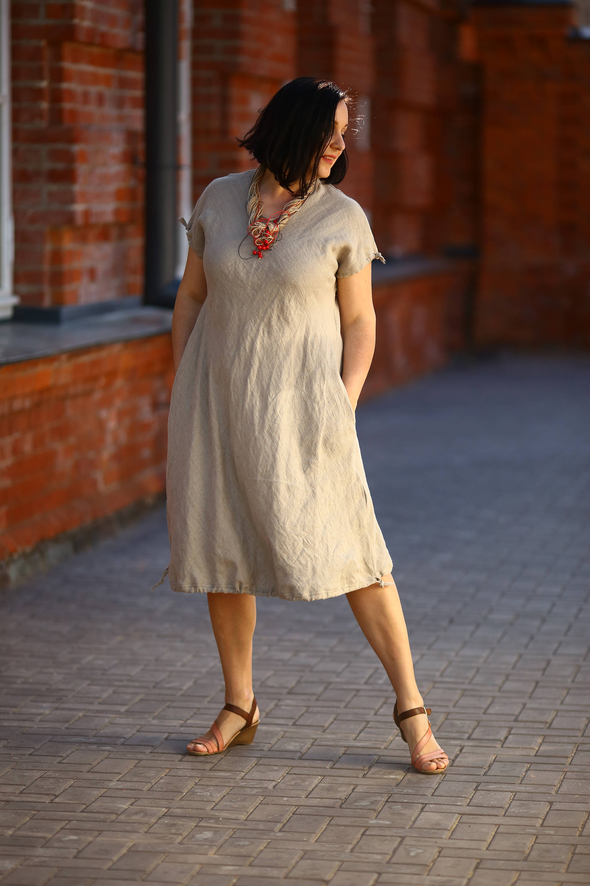 Plus Size Linen Pocket Dress / Natural Linen Dress - Etsy