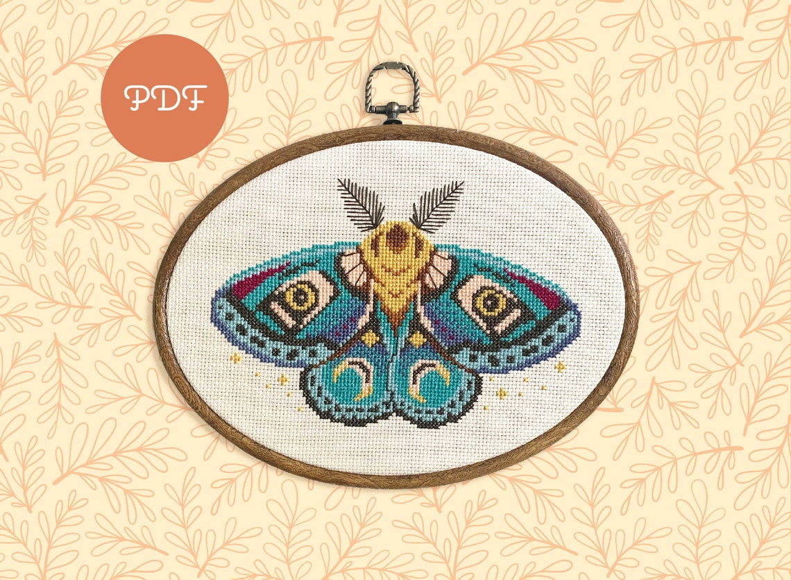 Moth Cross Stitch Pattern Nature Cross Stitch Modern Cute | Etsy