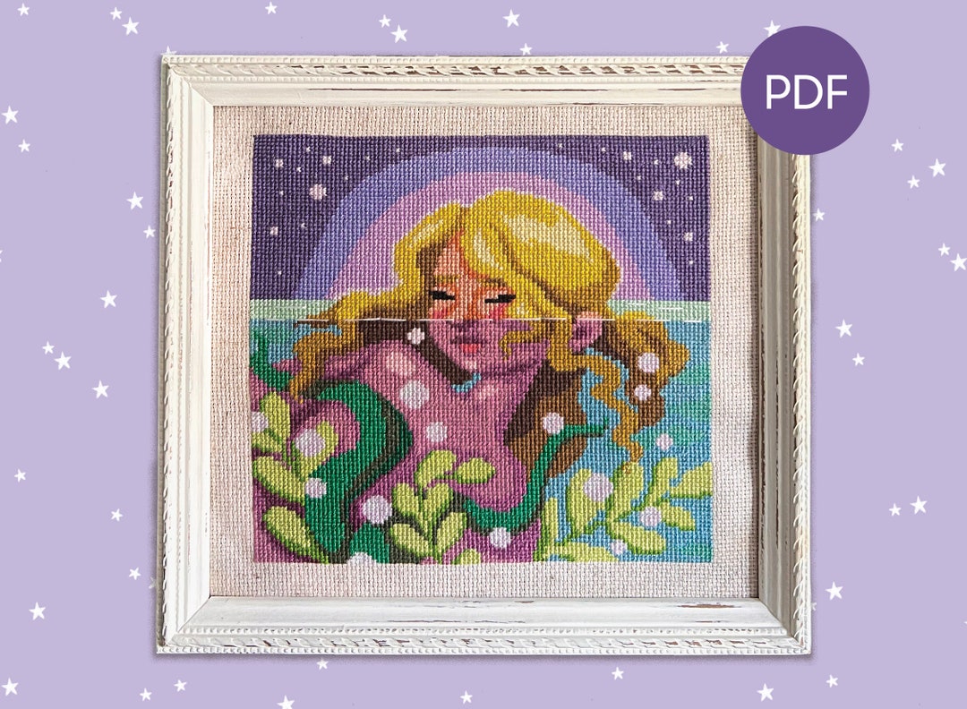 Girl Underwater Cross Stitch Pattern, Nature Cross Stitch, Modern Cute ...