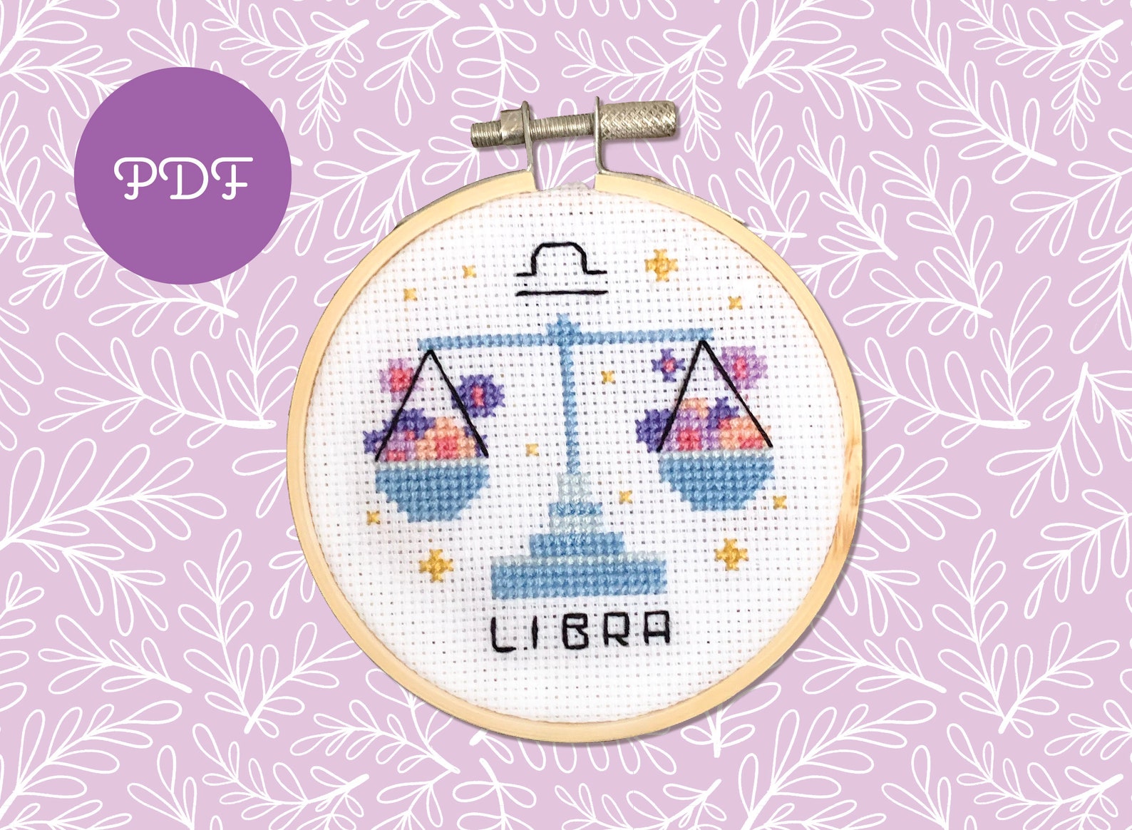 Libra Cross Stitch Pattern Zodiac Mini Cross Stitch Modern - Etsy