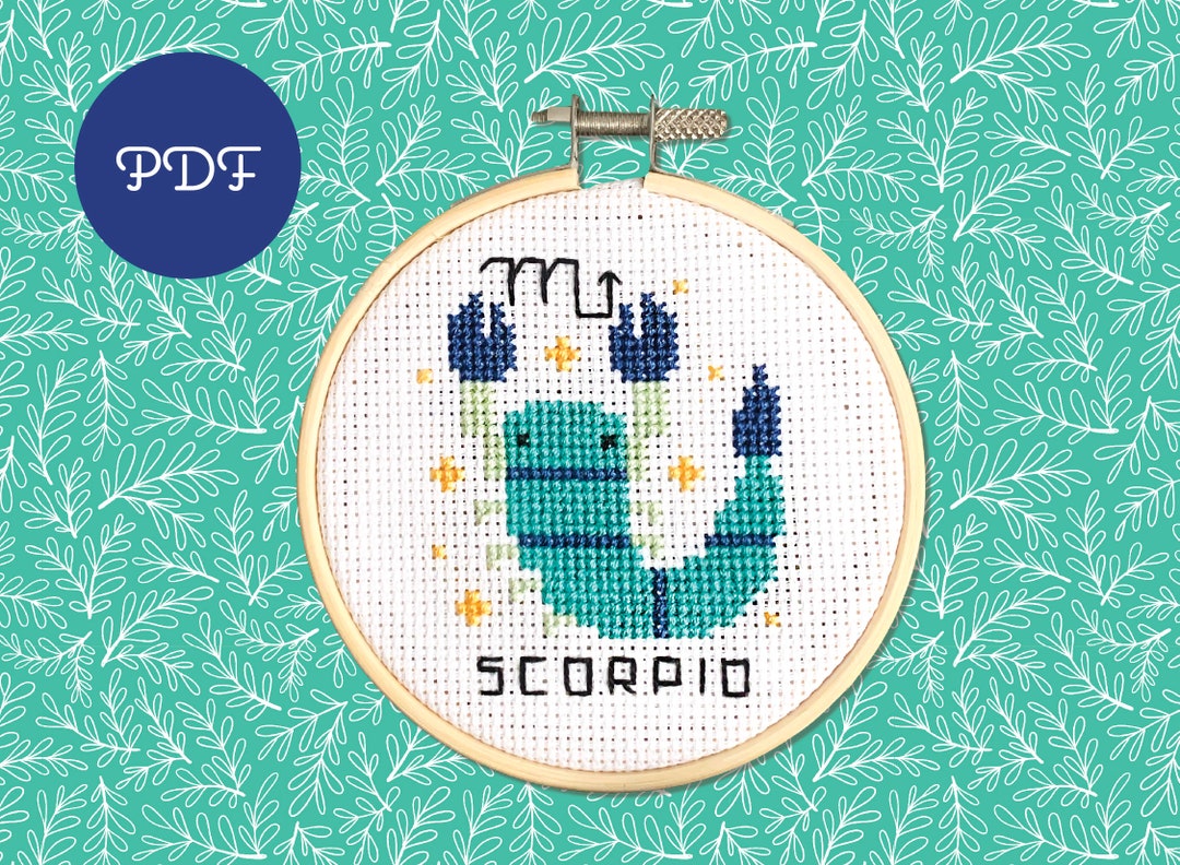 Scorpio Cross Stitch Pattern, Zodiac Mini Cross Stitch, Modern Cute ...