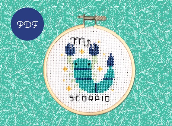 Scorpio Cross Stitch Pattern Zodiac Mini Cross Stitch Modern | Etsy ...