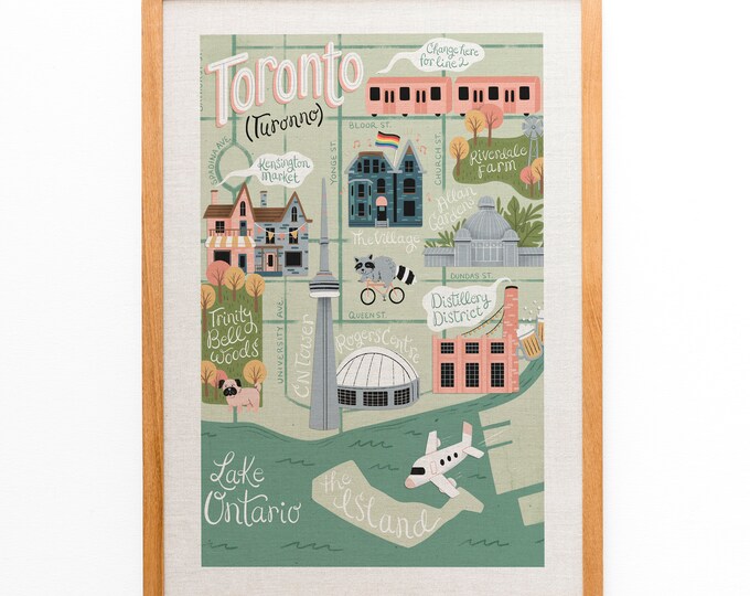 Map of Toronto Illustrated Art Print Giclee Archival Ink - Etsy