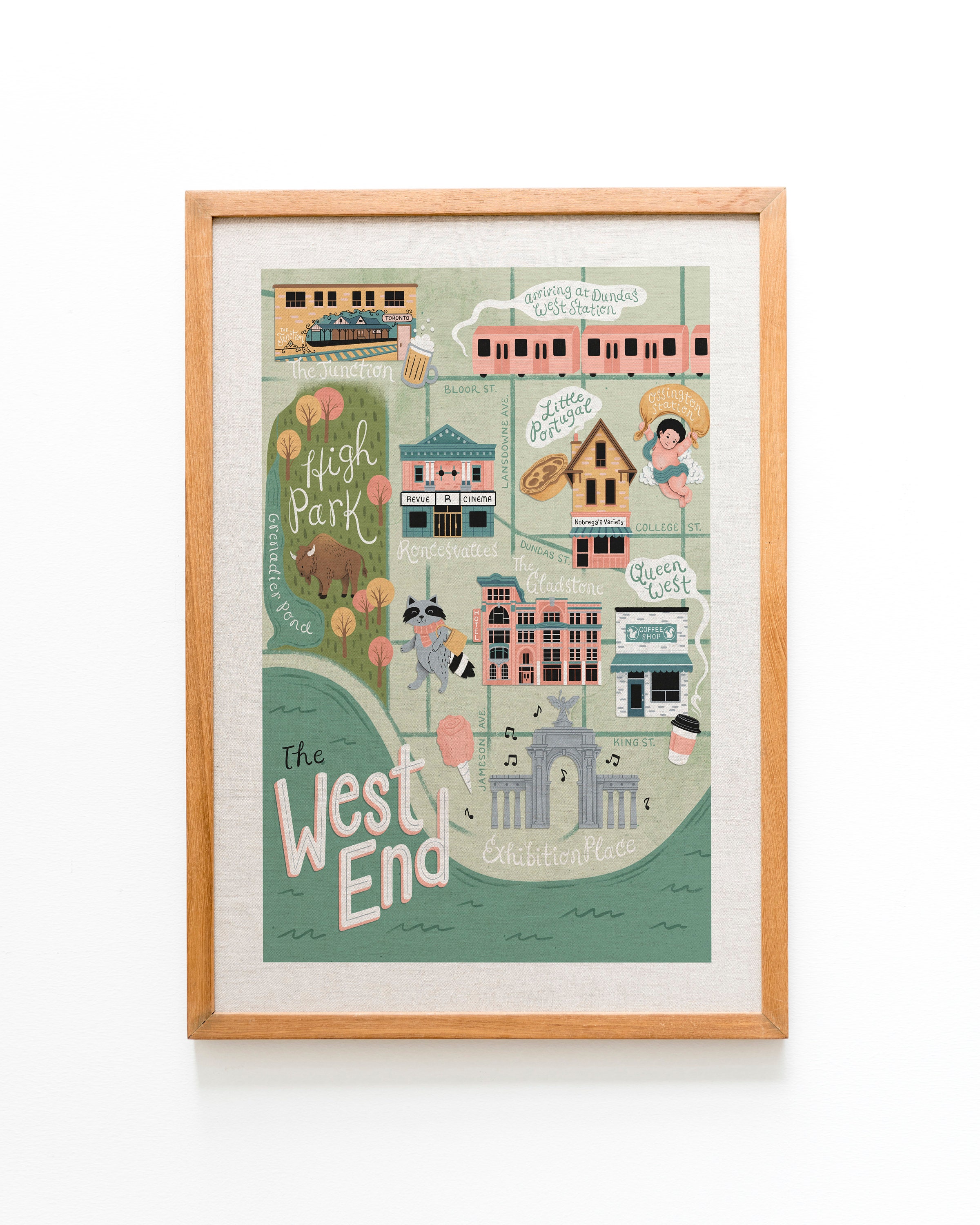 Map of West End Toronto Illustrated Art Print Giclee Archival - Etsy