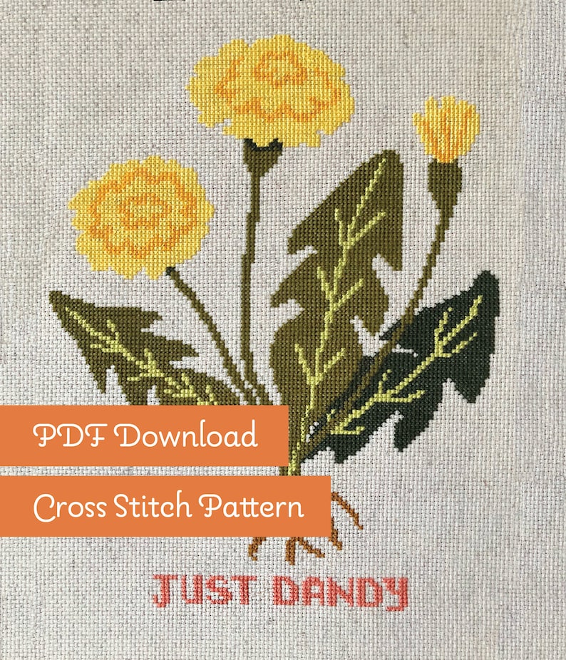 Dandelion Cross Stitch Pattern Modern Cross Stitch Pattern | Etsy