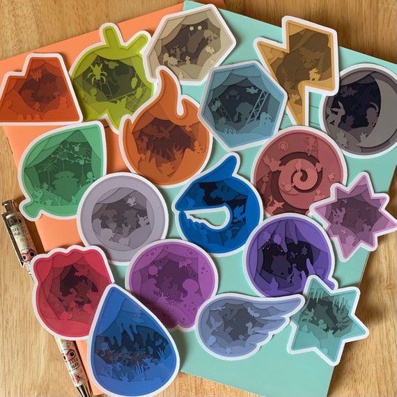 Pokémon Shadowbox Sticker Set Decorative Waterproof Sticker - Etsy