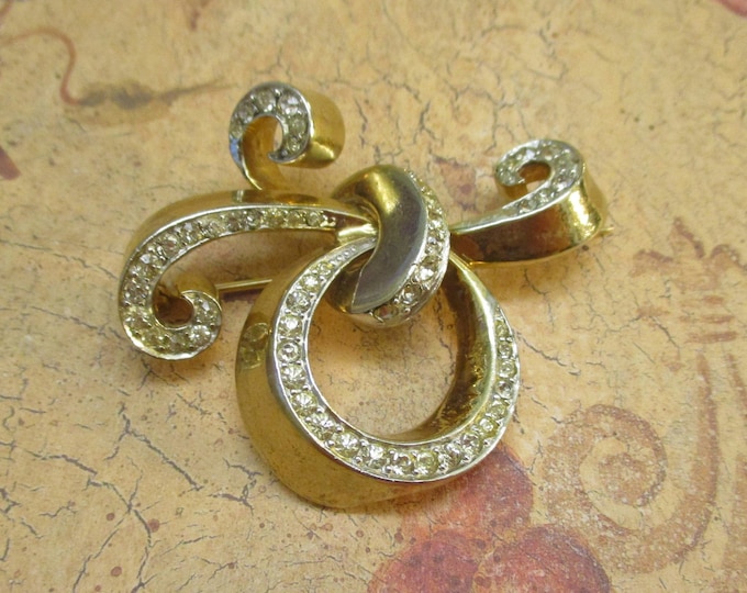 MARCEL BOUCHER Gold Clear Crystal Rhinestone Brooch Vintage ~ RARE ...