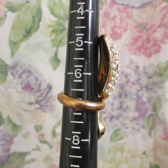 Rhinestone Gold SNAKE Ring ~ VINTAGE Crystal Rhinesto… - Gem