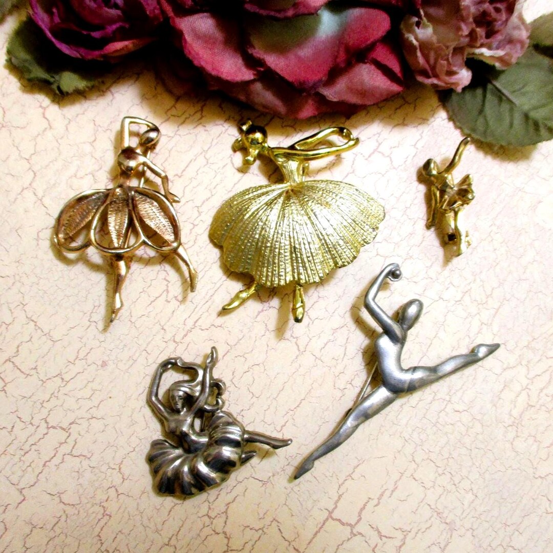 Dancers VINTAGE Ballerina Brooch Lot ~ BALLET DANCER Gold Silver 1950s ...