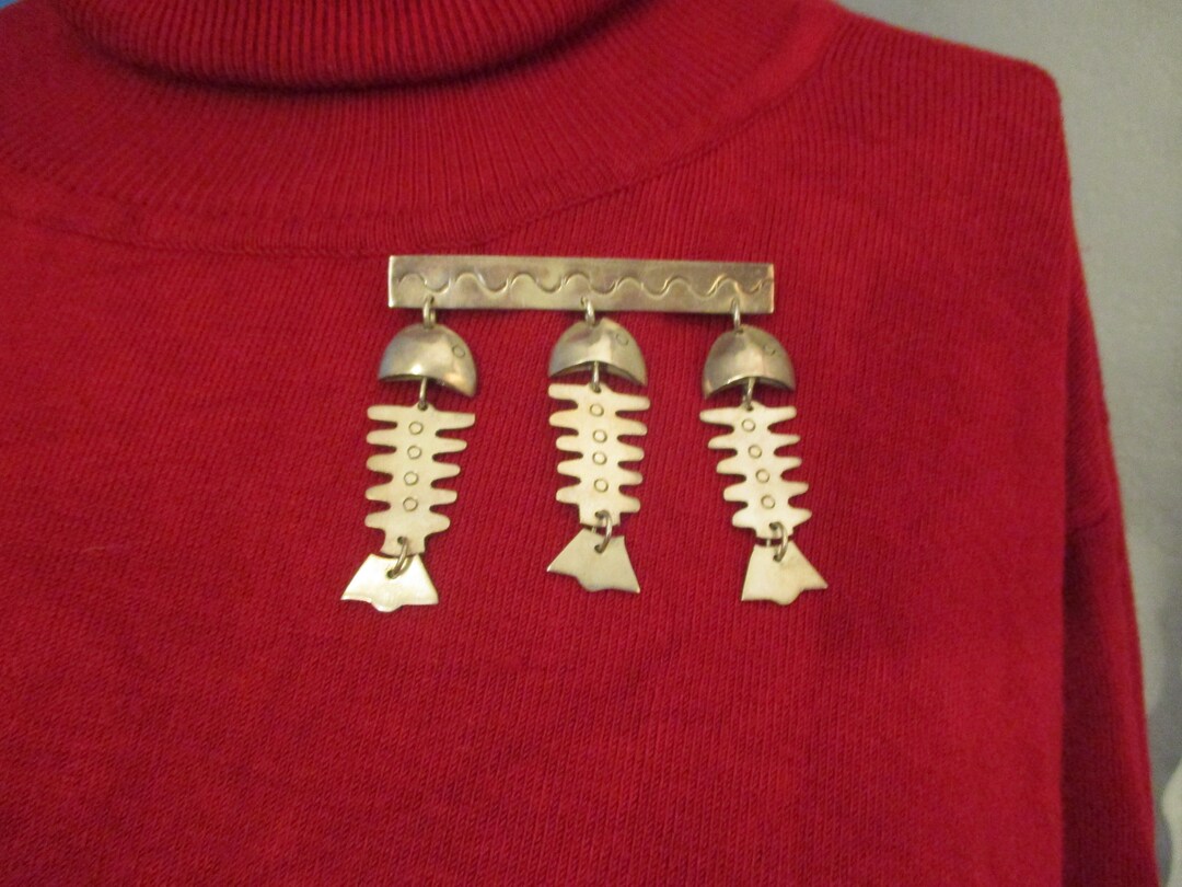 STERLING Fish Dangle Brooch ANNE FORBES Vintage Forbes Sterling ...