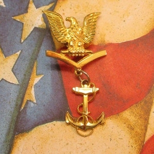 WWII Navy Gold Military Sweetheart Dangle Brooch Vintage USN Petty ...
