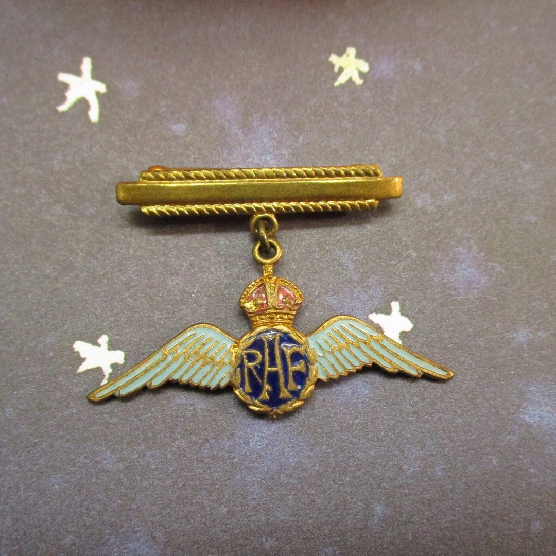WWII British Royal Air Force Sweetheart Brooch ~ Blue Enamel Gold Gilt ...
