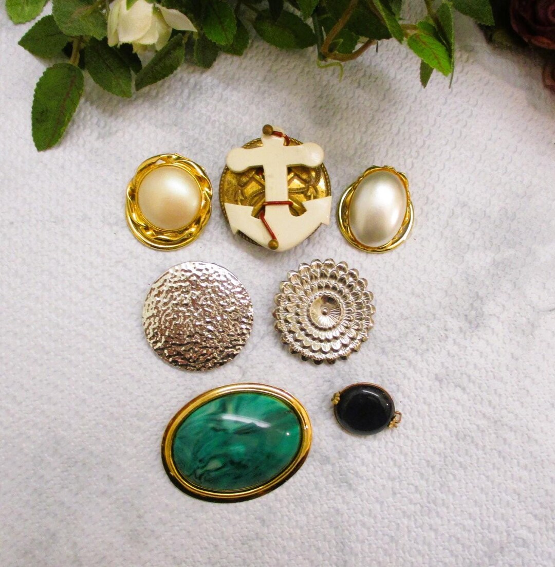 Vintage Convertible DRESS CLIP Lot ~ Seven Mixed Material Designs Era ...