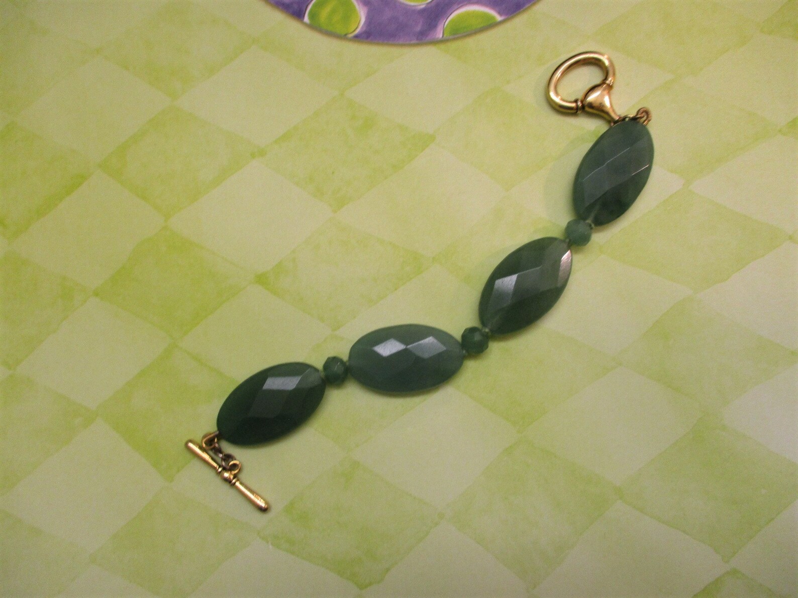 RALPH LAUREN Bracelet RLL Jade Glass Gold Plate Large Bead | Etsy