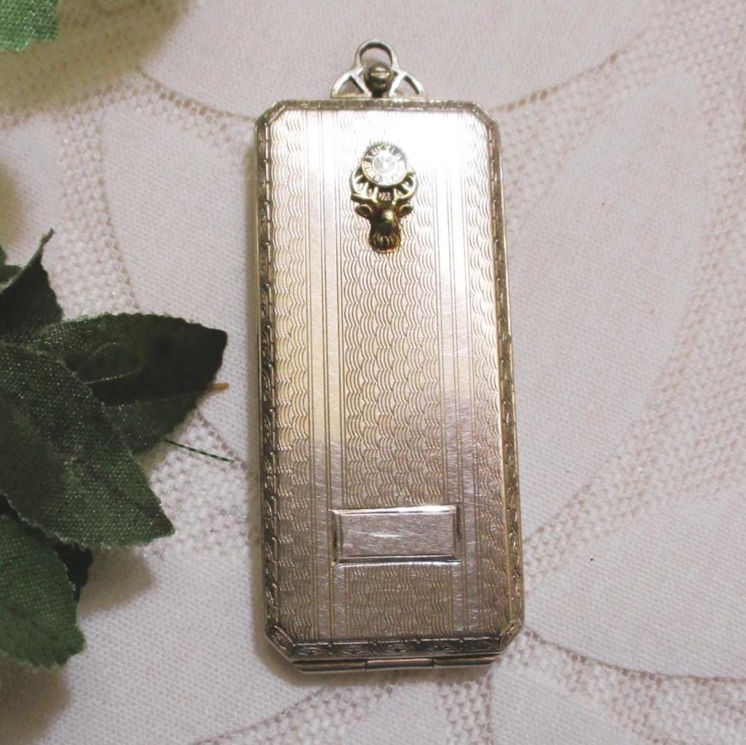 Antique BPOE Elks Card Case Locket Fob: 14K Yellow Gold Sterling Silver ...
