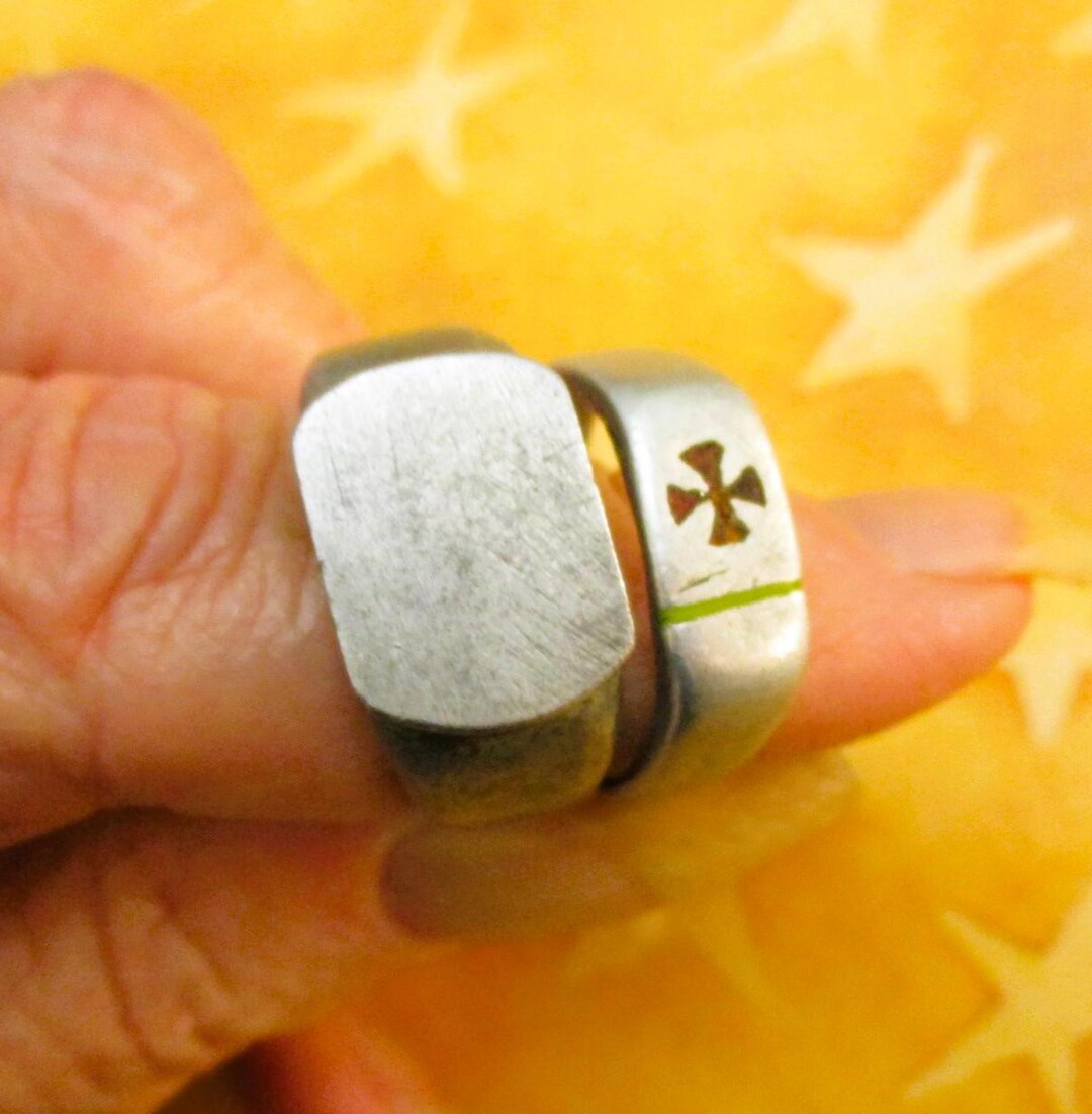 WWI Imperial Germany Trench Art Aluminum Rings ~ German Empire Iron Cross and Signet Ring Lot ...