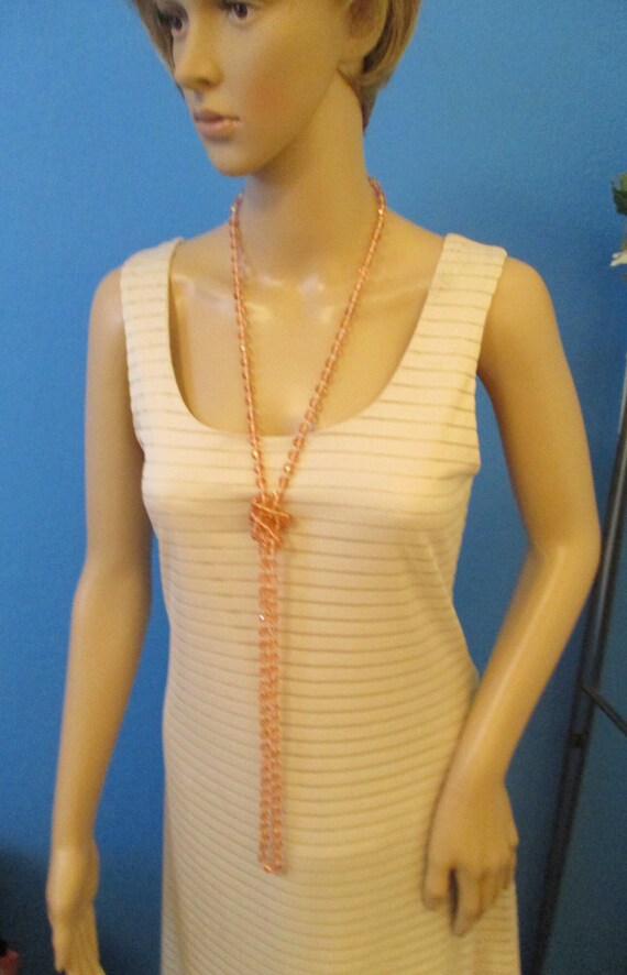 Apricot CRYSTAL BEAD Necklace~ 60" Long Light Orange … - Gem