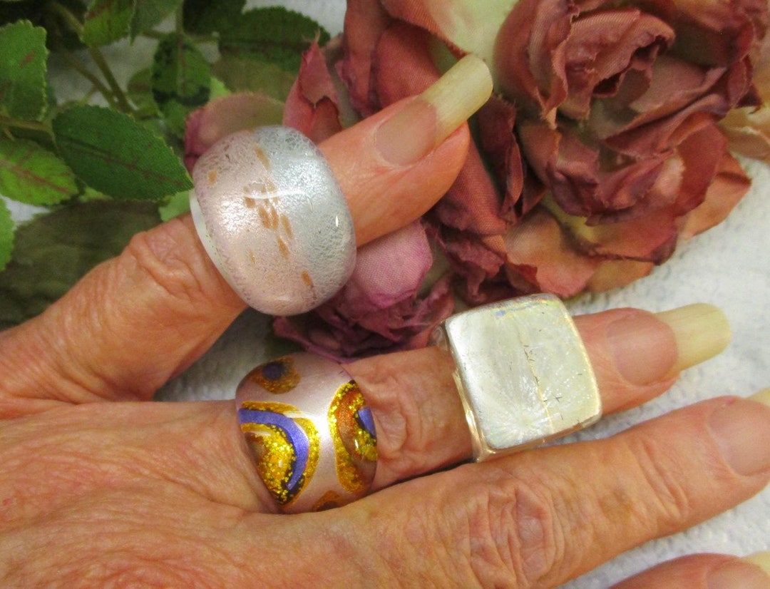 Vintage LUCITE Ring Lot Colorful Bold Lucite Statement Ring Trio ...