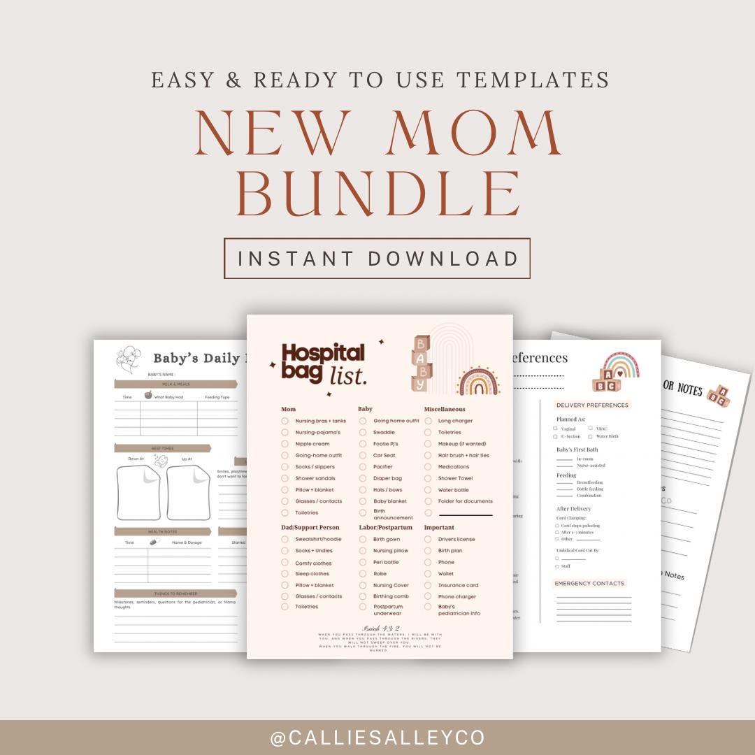 Labor and Delivery Planning Bundle | Hospital Bag Checklist | Newborn ...