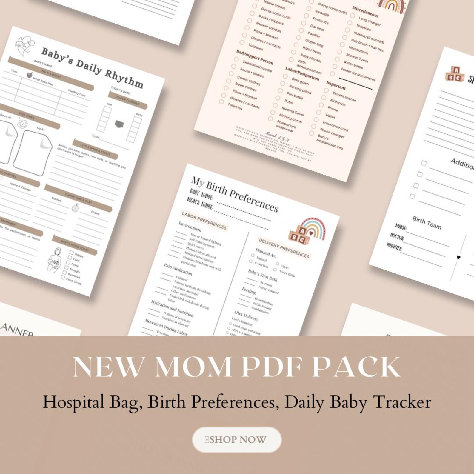 Labor and Delivery Planning Bundle | Hospital Bag Checklist | Newborn ...