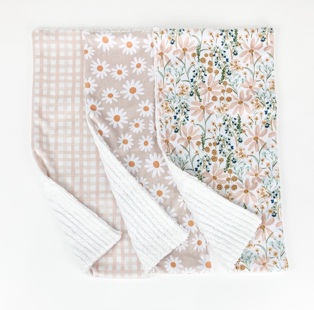 Daisy Dream Floral Burp Cloth Set of 3, Daisies, Wildflower, Girl Burp ...
